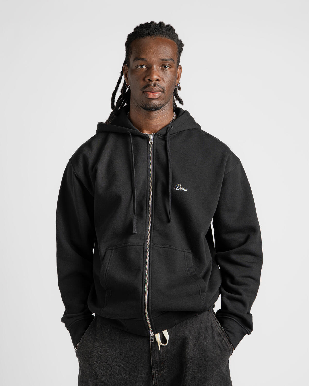Dime Cursive Zip Hoodie | DIME2SP2547BLK | AFEW STORE